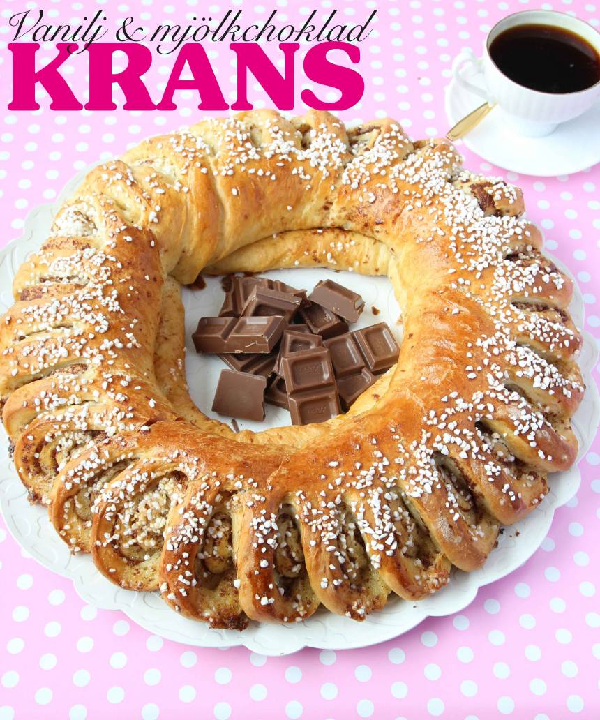 Vanilj- och mjölkchokladkrans / vetekrans - Lindas Bakskola & Matskola